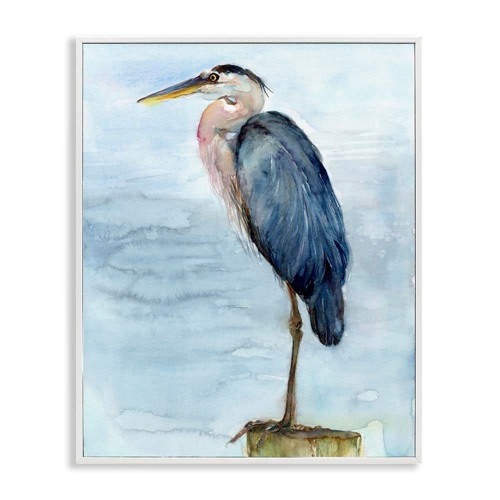 Stupell Industries Blue Heron's Perch by John Keeling White Framed ...