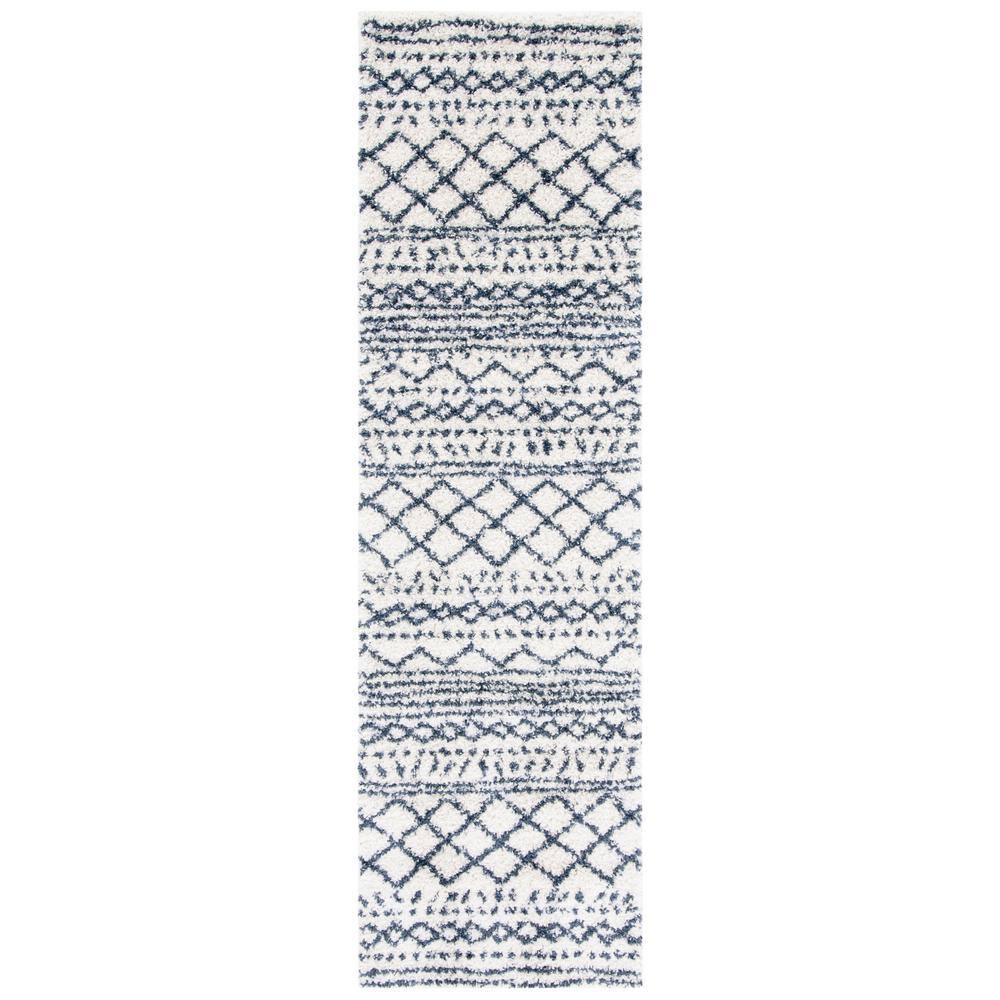 SAFAVIEH Arizona Shag Ivory/Slate 2 ft. x 10 ft. Geometric Lodge Runner ...
