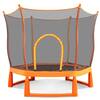 6 ft. Indoor Polygonal Orange Trampoline with Safety Enclosure Net and ...