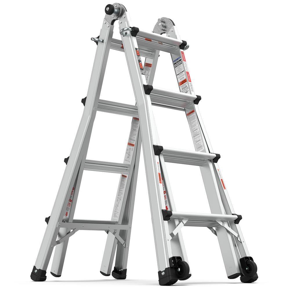 Angel Sar 7.2 ft. Aluminum Step Ladder (17 ft. Reach), 300 lb. Load ...