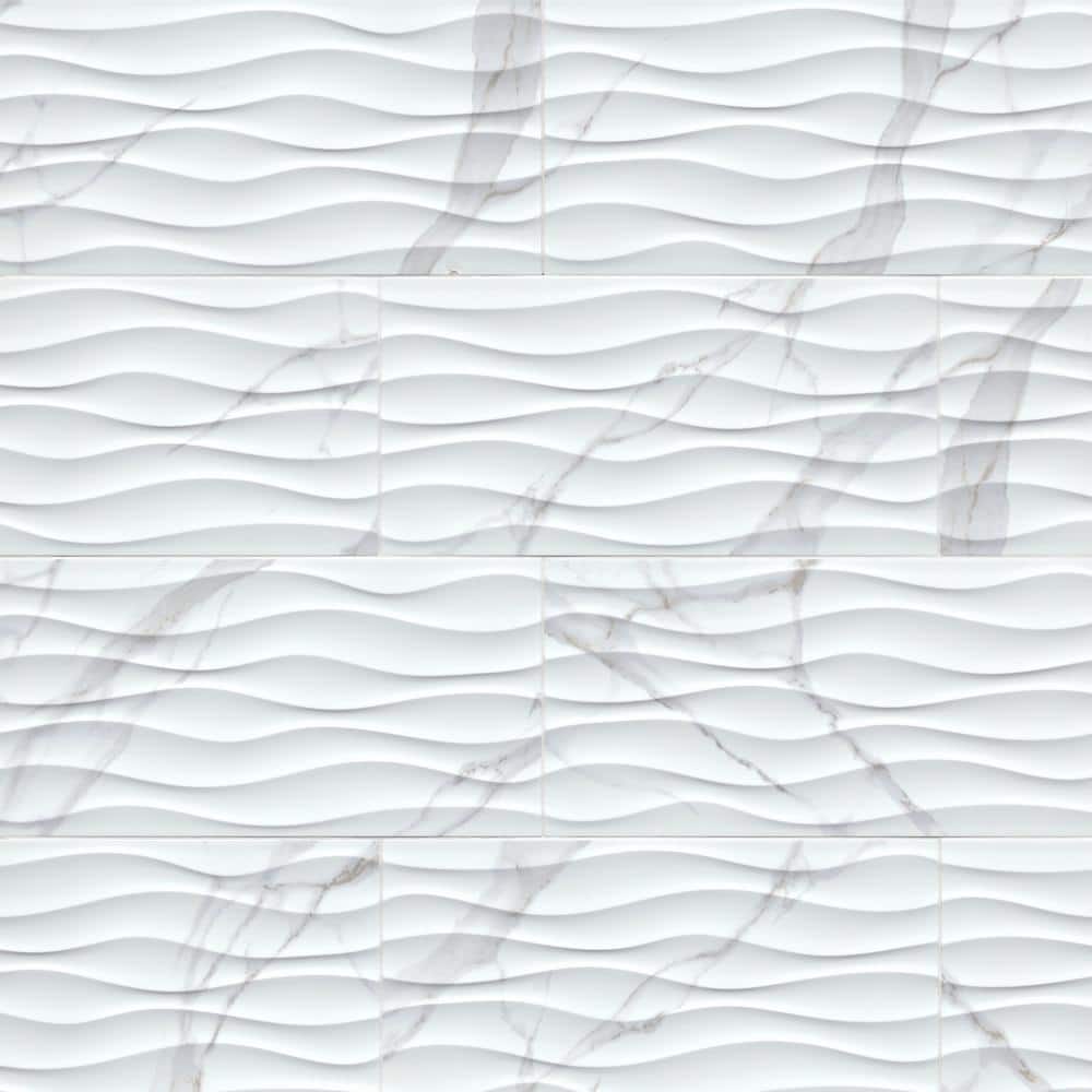 Reviews For Msi Dymo Statuary Wavy White 12 In X 24 In Glossy Ceramic