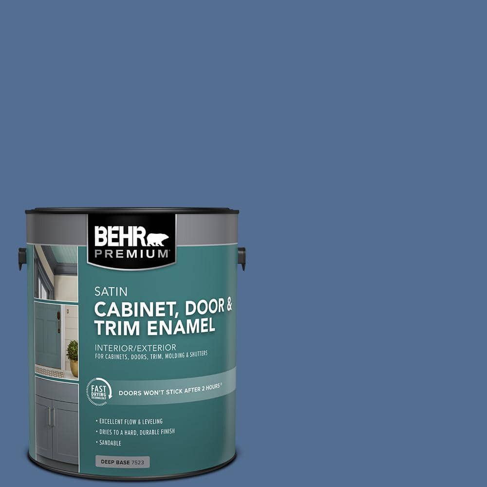BEHR PREMIUM 1 gal. #M530-6 Charter Blue Satin Enamel Interior/Exterior ...