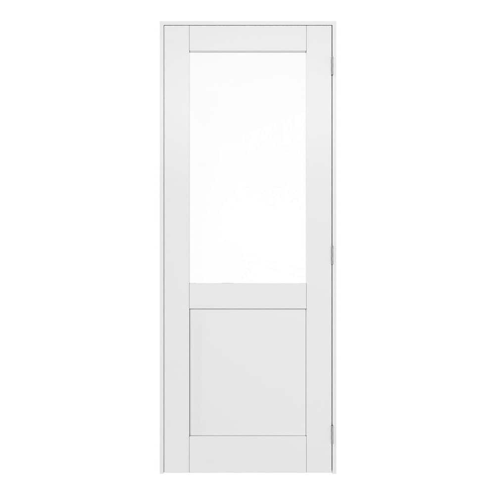 ARK DESIGN 32 in. x 80 in. Left-Hand 1/2-Lite Clear Glass White Solid ...