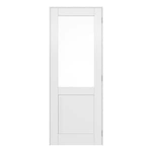 ARK DESIGN 32 in. x 80 in. Right-Hand 1/2-Lite Clear Glass White Solid ...