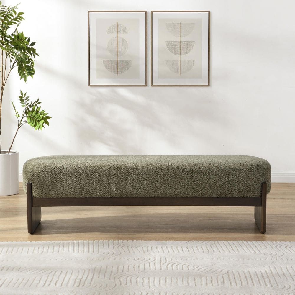 Harper & Bright Designs 64 in. W Dark Green Loop Yarn Fabric Rectangle ...