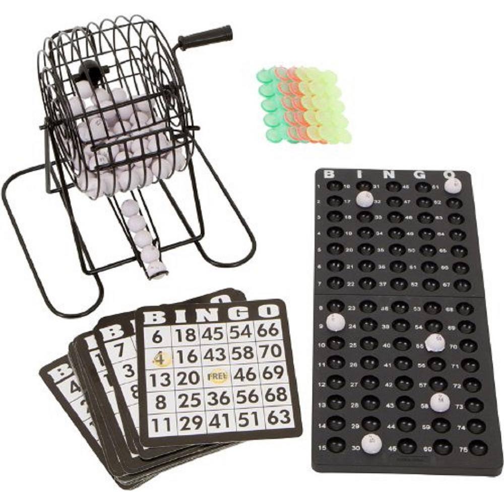 Trademark Innovations 18 Card Bingo Set with 75 Numbered Balls, a Metal ...