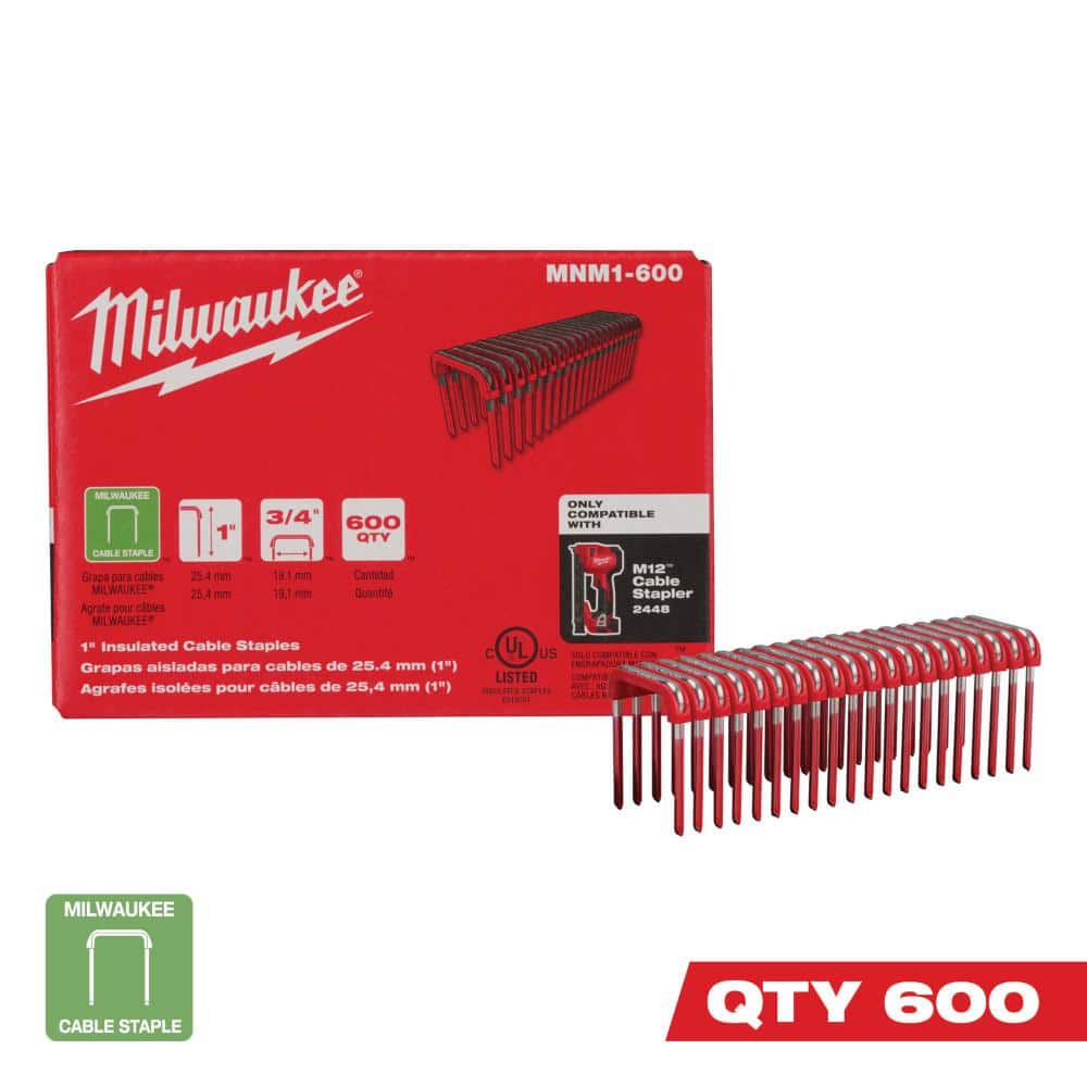 Milwaukee 1 in. Insulated Cable Staples for M12 Cable Stapler (600 Per ...