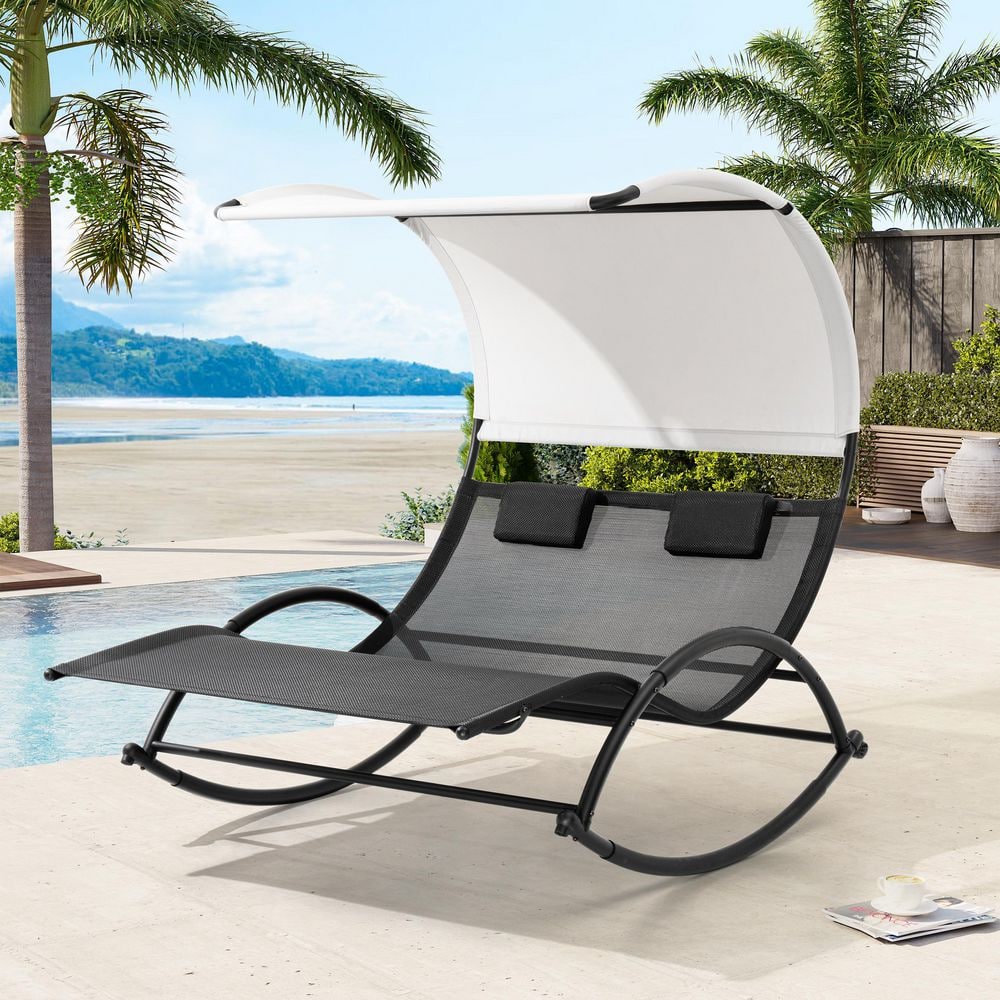 Crestlive Products Metal Outdoor Chaise Lounge Steel-Framed Rocking ...