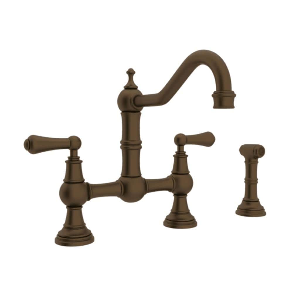 Perrin & Rowe Edwardian 2-Handle Bridge Kitchen Faucet with Sidespray ...
