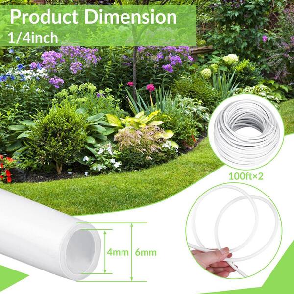 Oyezvary 2 Rolls 1/4 in. Drip Irrigation Tubing, 200 ft. Total ...