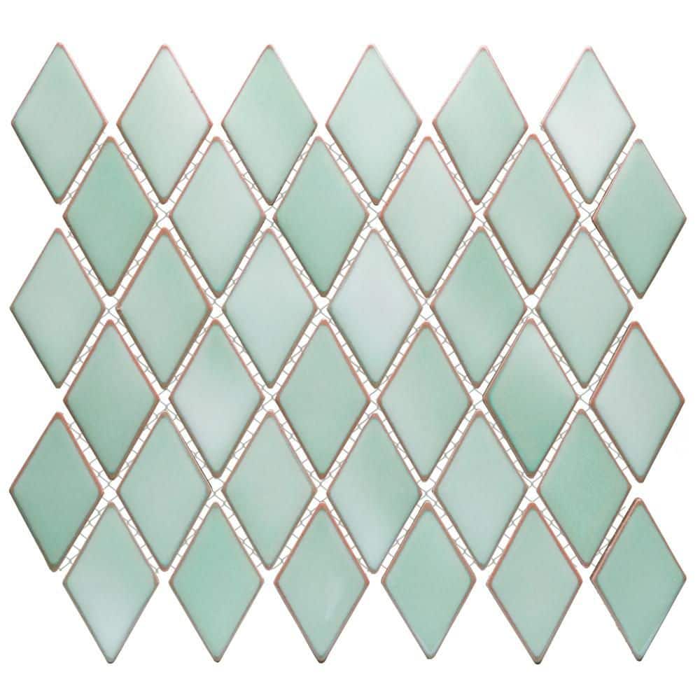 Merola Tile Hudson Kite Mint Green 6 in. x 6 in. Porcelain Mosaic Take ...