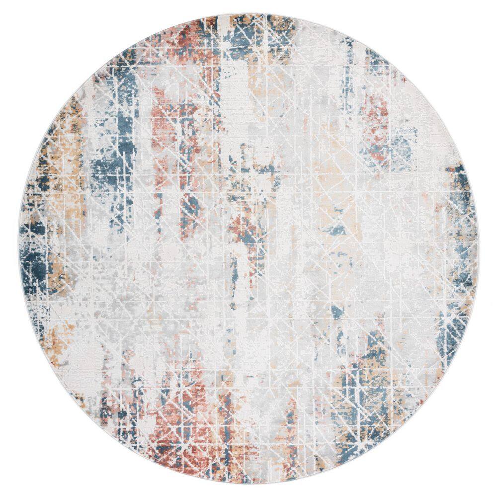 SAFAVIEH Invista 7 ft. x 7 ft. Gray/Dark Gray Distressed High-Low Round ...