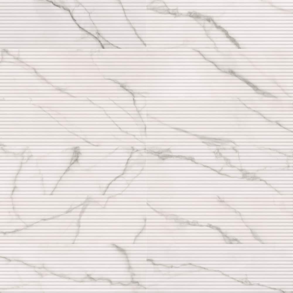 Jeffrey Court Fluted Turret Statuario White 12 in. x 36 in. Glossy ...