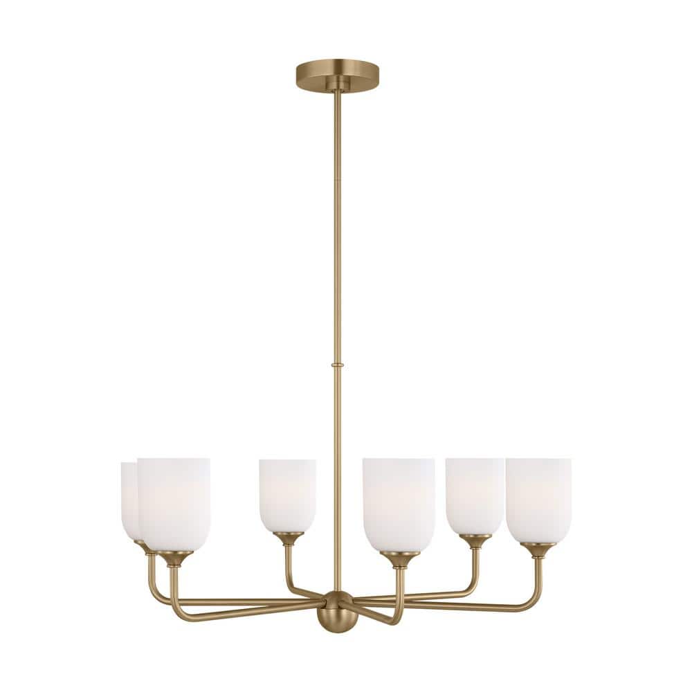 Generation Lighting Emile Large 6-Light Satin Bronze Chandelier with ...