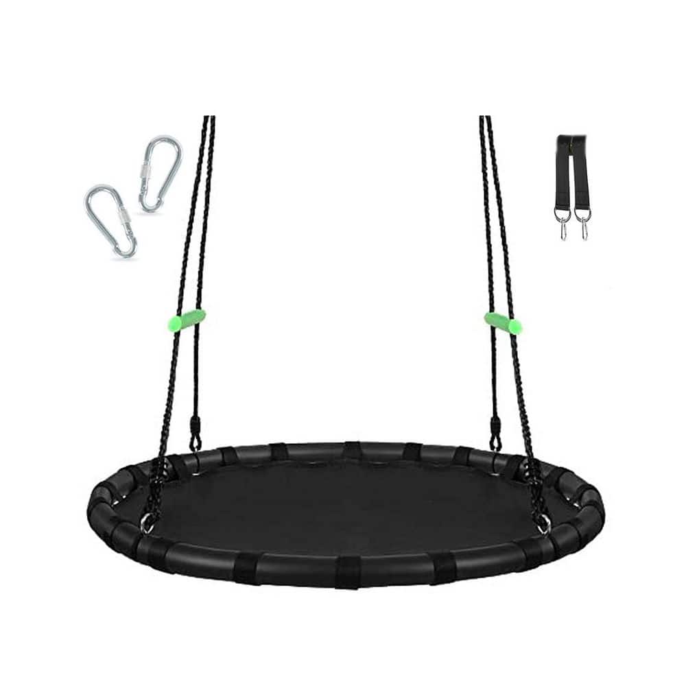 Lukyamzn Specialty Black 40 inch Hanging Tree Swing with Handles, 1 ...