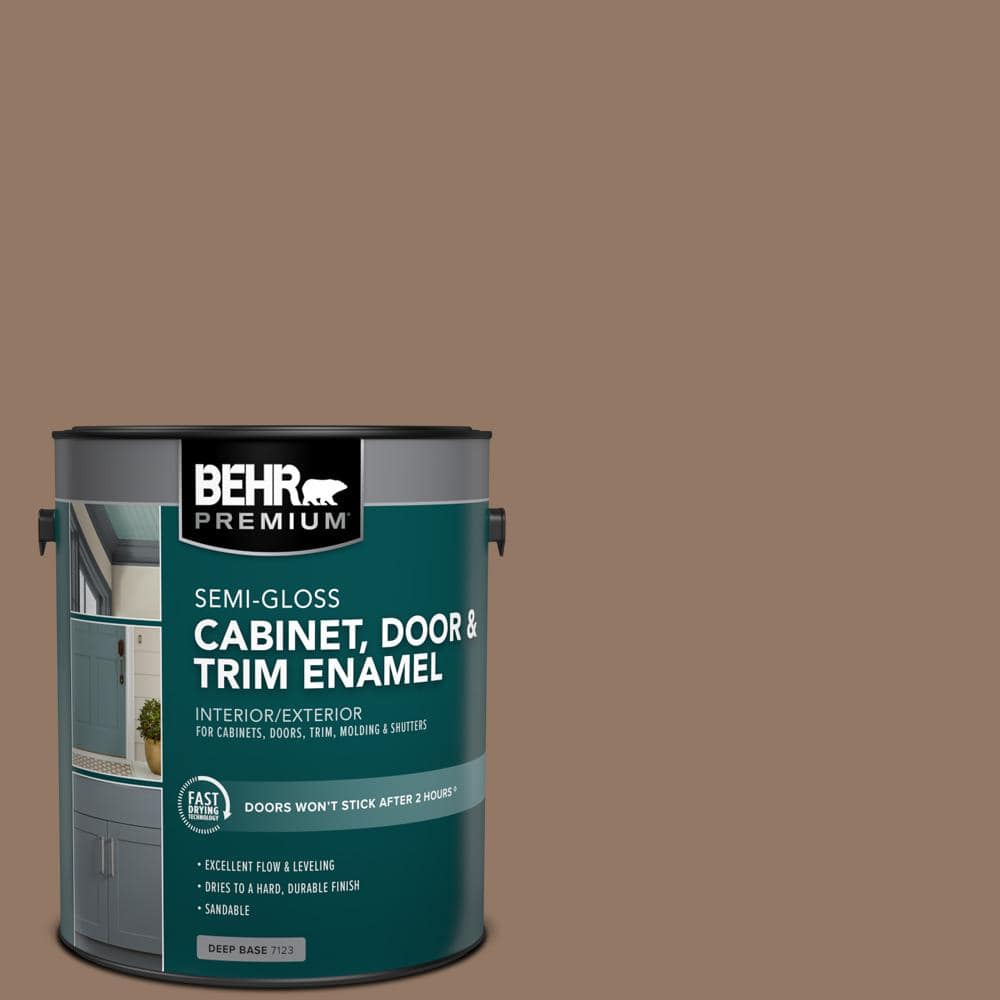 BEHR PREMIUM 1 gal. #SC-147 Castle Gray Semi-Gloss Enamel Interior ...