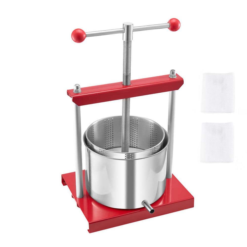 SVOPES 6 L/1.6 Gal Fruit Wine Press, 2 Stainless Steel Barrels, Manual Juice Maker, Making in ...
