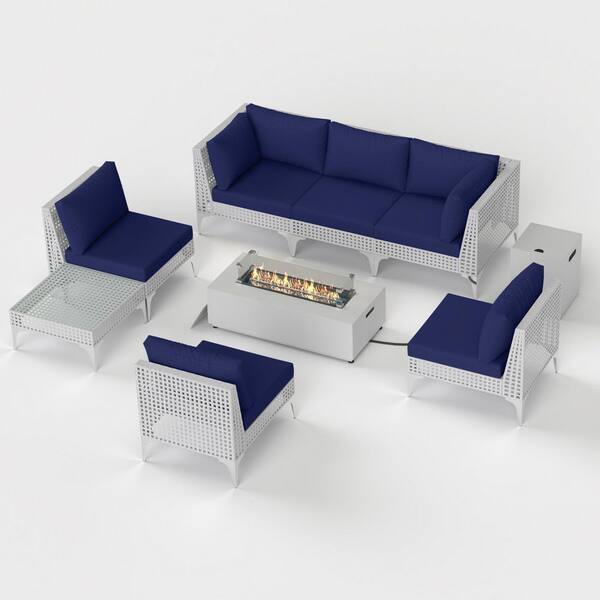 FINCATI (9-Piece) Outdoor Patio Furniture Set Wicker Conversation Set ...