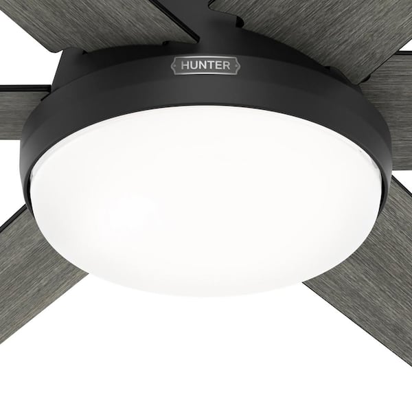 Hunter Millington 60 in. Indoor Matte Black Ceiling Fan with Light Kit ...