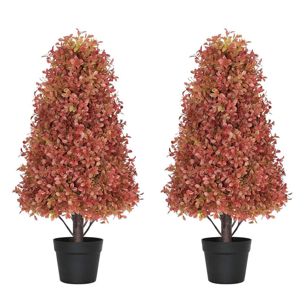 poetree 2.5 ft. Artificial Autumn Fall Decor Topiary Boxwood Tree ...