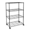 Amucolo Black 4-Tier Metal Wire Shelving Unit with Wheels (36 in. W x ...