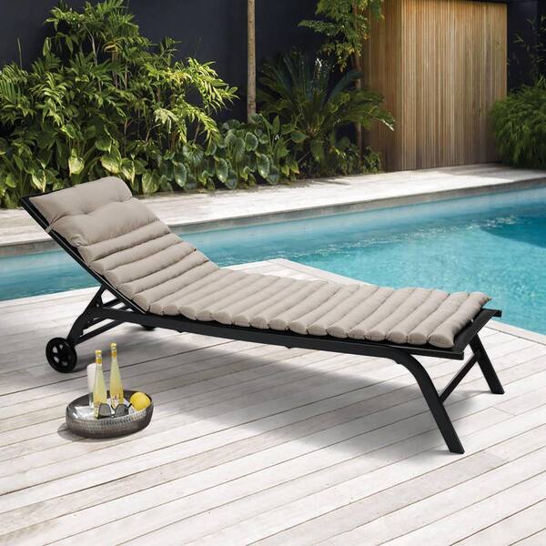 HOTEBIKE 69 in. x 24 in. Outdoor Khaki Chaise Lounge Cushions in ...