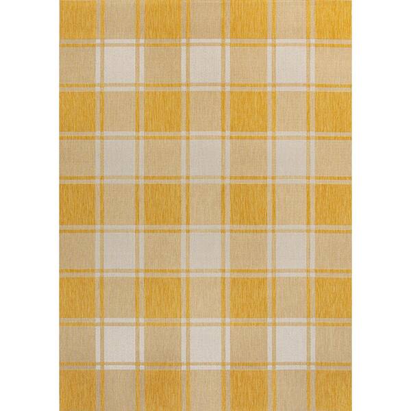 JONATHAN Y Sabine Traditional Farmhouse Bold Gingham Yellow/Cream 5 ft ...