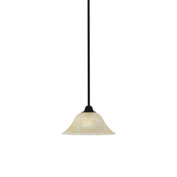 Madison 100-Watt 1-Light Matte Black Shaded Pendant Light with 10 ...