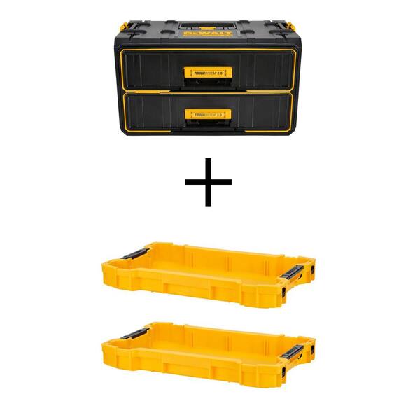 DEWALT 21.8 in. TOUGH SYSTEM 2.0 Tool Box and 2 TOUGH SYSTEM 2.0 Shallow Tool Trays DWST08320W110X2 The Home Depot