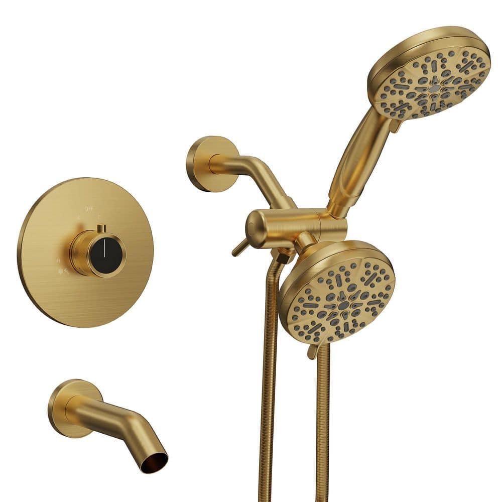 GRANDJOY 5 in. Wall Mount Single Handle 2-Spray Tub and Shower Faucet 2 ...