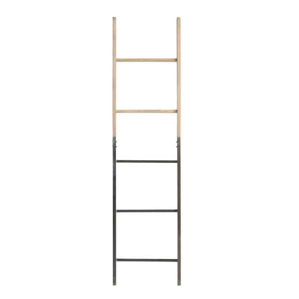 Storied Home Brown Decorative Metal and Wood Ladder DA8341 - The Home Depot