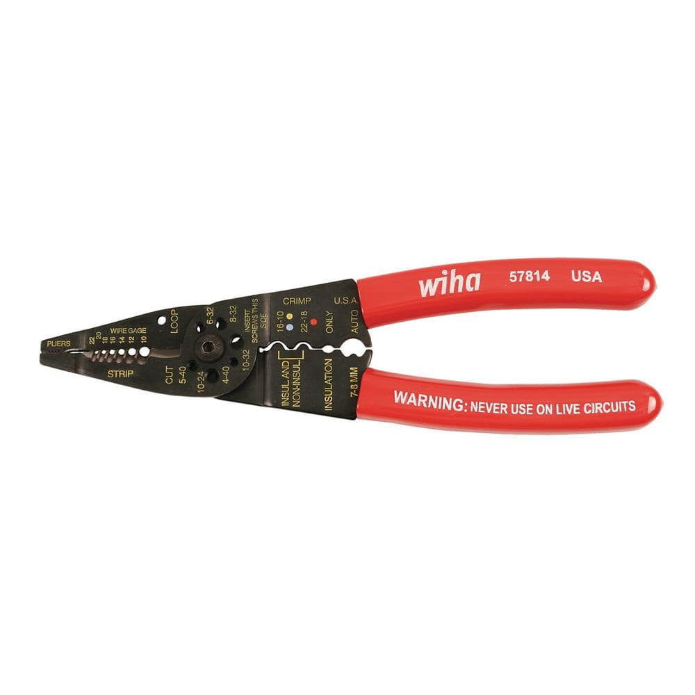 Wiha Classic Grip Stripping-Cutting-Crimping Pliers 57814 - The Home Depot