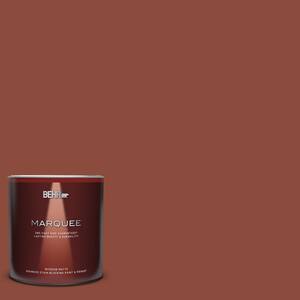 BEHR PREMIUM PLUS 1 qt. #QE-14 Spiced Red Flat Exterior Paint & Primer ...