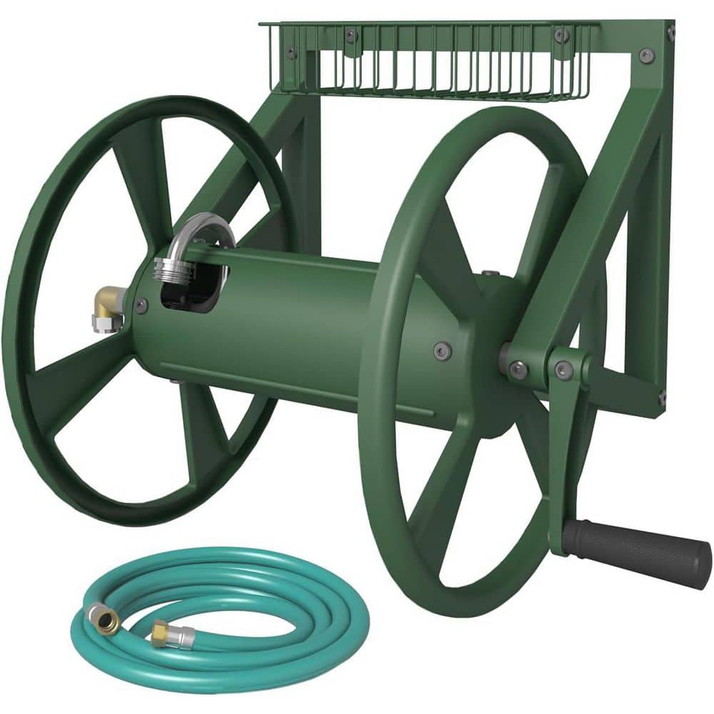 Triangle Wall Mounted Garden Hose Reel, Holds 125 ft 5/8-Inch Hose ...
