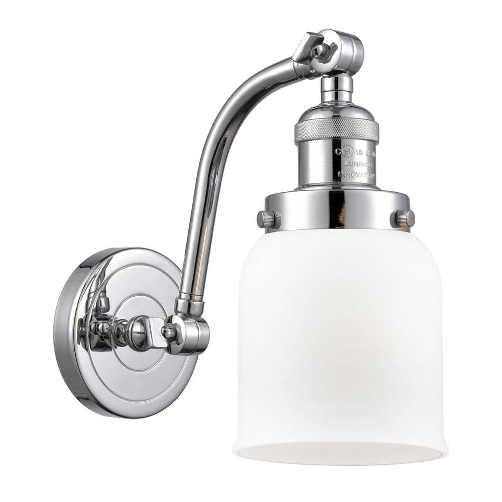 Innovations Bell 1-Light Matte White, Polished Chrome Wall Sconce with ...