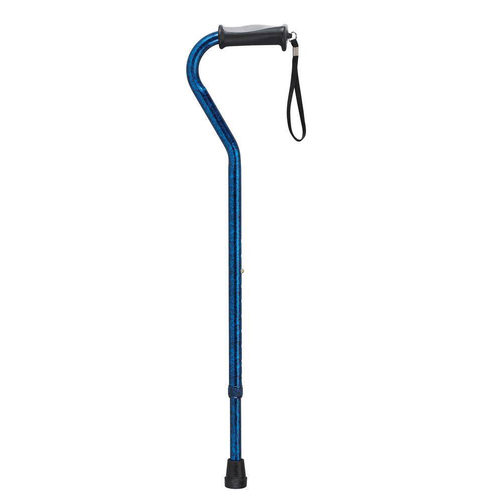Drive Medical Adjustable Offset Handle Cane with Gel Hand Grip in Blue ...