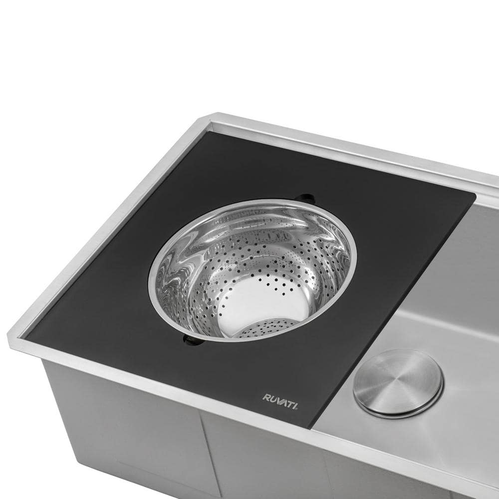 Ruvati LedgeFit Black Composite Platform with Mixing Bowl and Colander ...