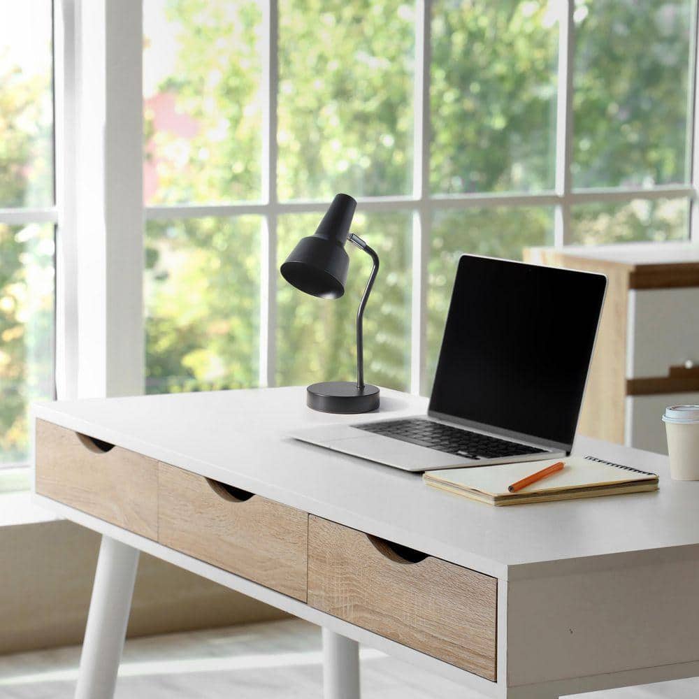 Simple Designs 15.2 Cone Shade Desk Lamp, Black Finish with Adjustable ...