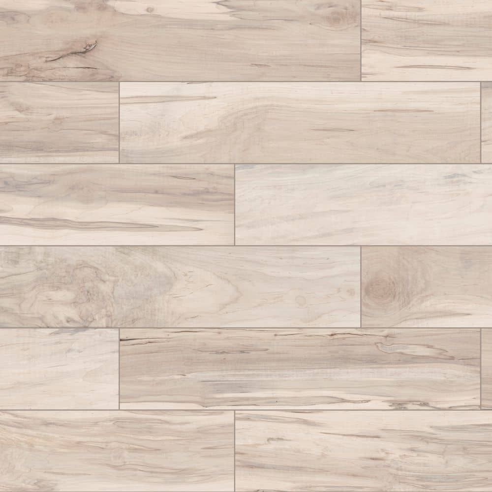 Florida Tile Home Collection Hickory Wood Beige 8 in. x 36 in. Porcelain Floor and Wall Tile (15 ...