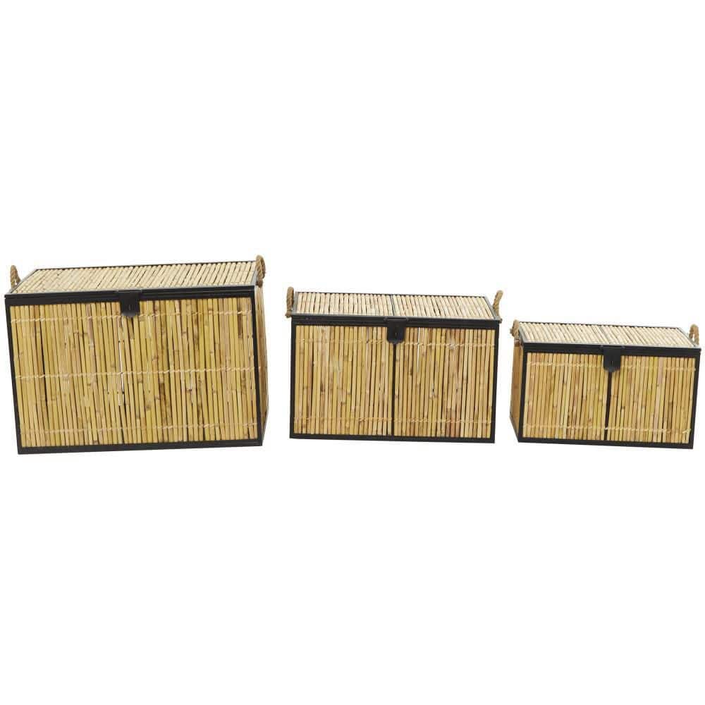 Litton Lane Set of 3 Light Brown Trunk, 17 in., 13 in., 11 in. 043111 ...