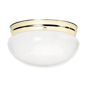 Design House 2-Light Polished Brass Ceiling Fixture with Frosted Ribbed ...