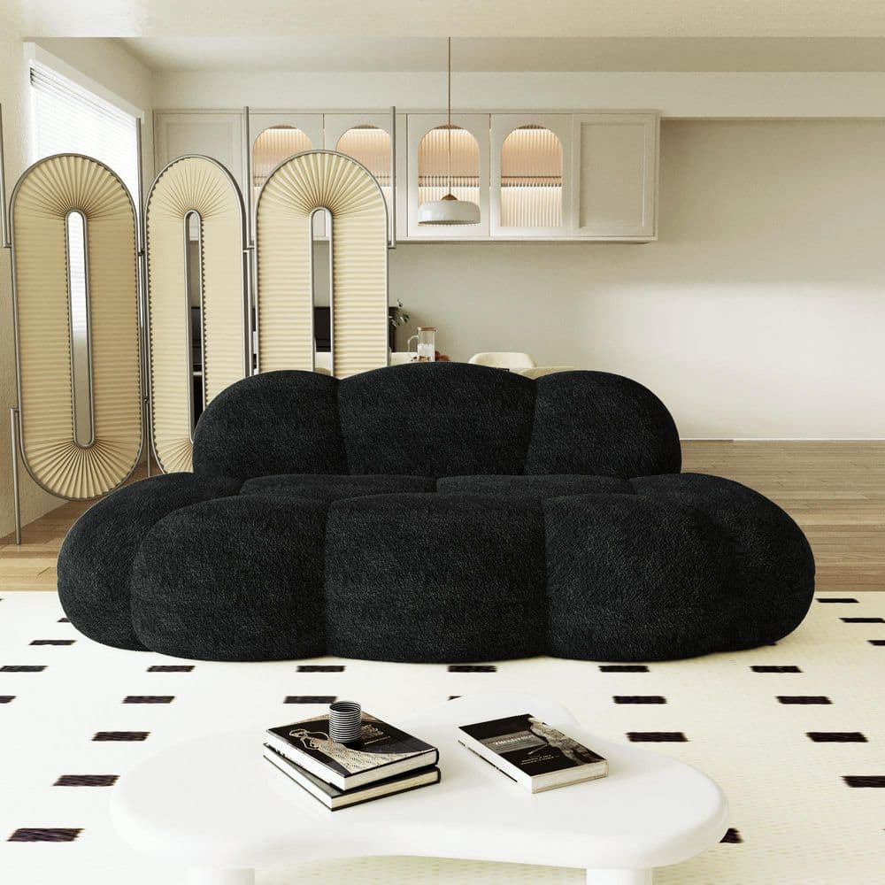 Magic Home Oversized 90 in. Polyester Sherpa Memory Foam Armless Chaise ...