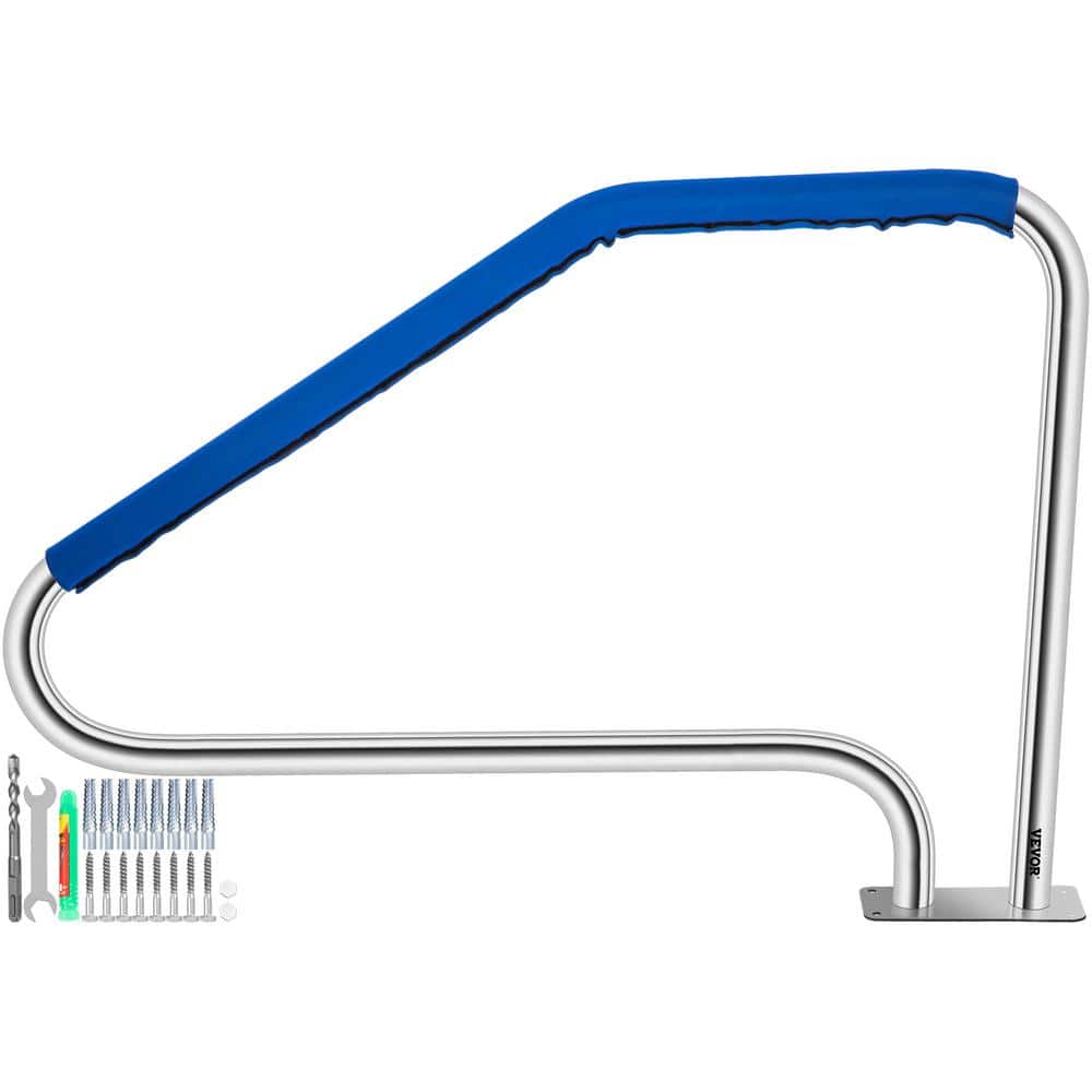 VEVOR Pool Handrail 49.4 in. x 34 in. Swimming Pool Stair Rail 304 ...