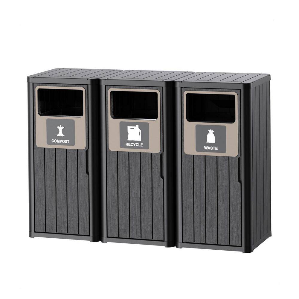 Black 51 in. W x 17 in. D x 35 in. H 114 Gal. Resin Outdoor Trash Can ...