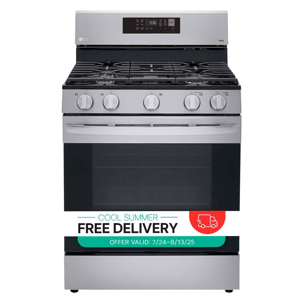 LG 5.8 cu. ft. Smart Wi-Fi Enabled Fan Convection Gas Single Oven Range ...