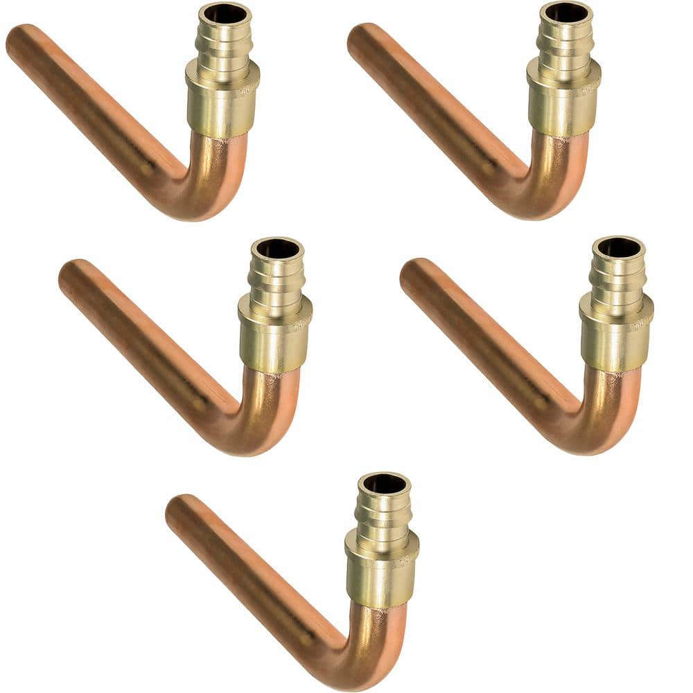 PLUMBFLEX 3/4 in. x 4 in. x 8 in. Pex A Expansion Pex Copper Stub Out Elbow (Pack of 5) 56M0-GTP ...