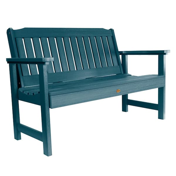 Highwood Lehigh 4 ft. 2-Person Nantucket Blue Recycled Plastic Outdoor ...