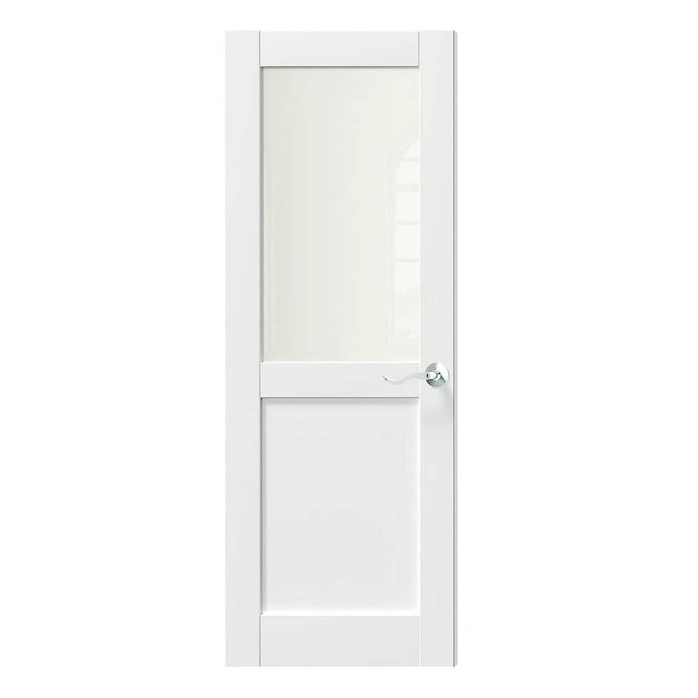TENONER 28 in. x 80 in. Solid Wood & MDF, Primed, White, 1/2 Lite ...