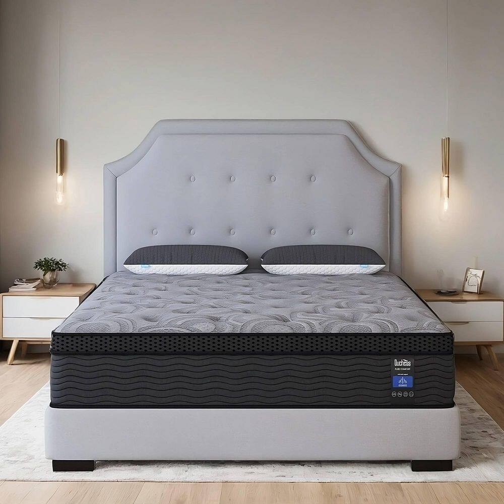 Duchessz King Medium Firm 14 in. Hybrid Cooling Gel Memory Foam Euro Top Mattress, Motion ...