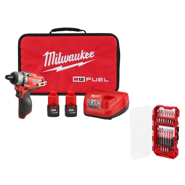 Milwaukee M12 FUEL 12V 1/4 in. Hex 2-Speed Screwdriver Kit w/ (2) 2 ...